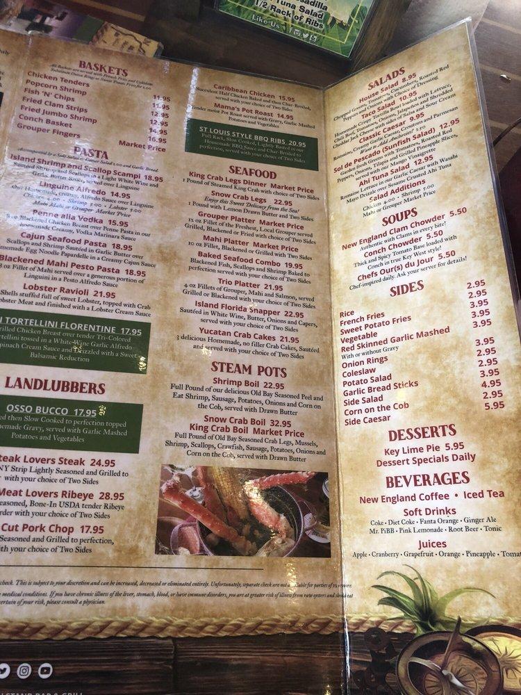Menu at The Yucatan Beach Stand pub & bar, Fort Myers Beach