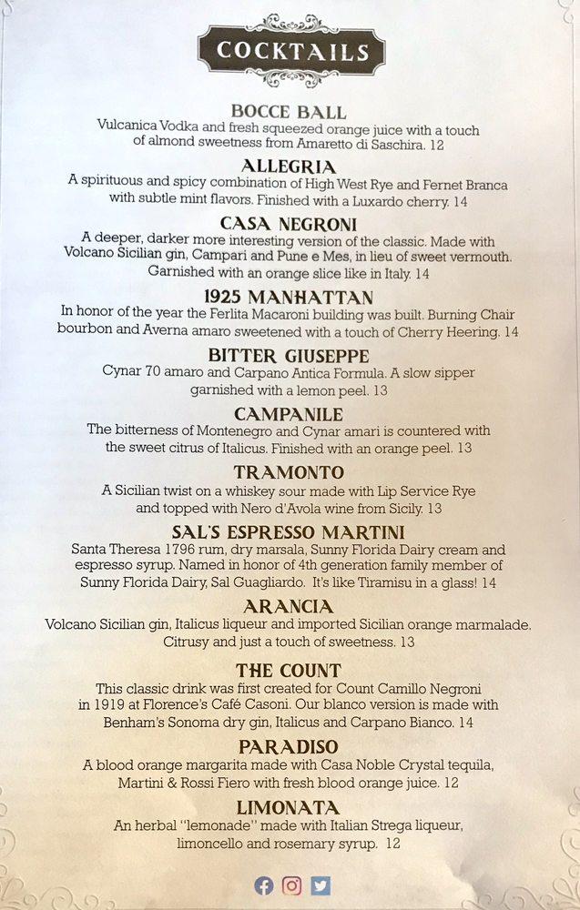 Menu at Casa Santo Stefano pub & bar, Tampa