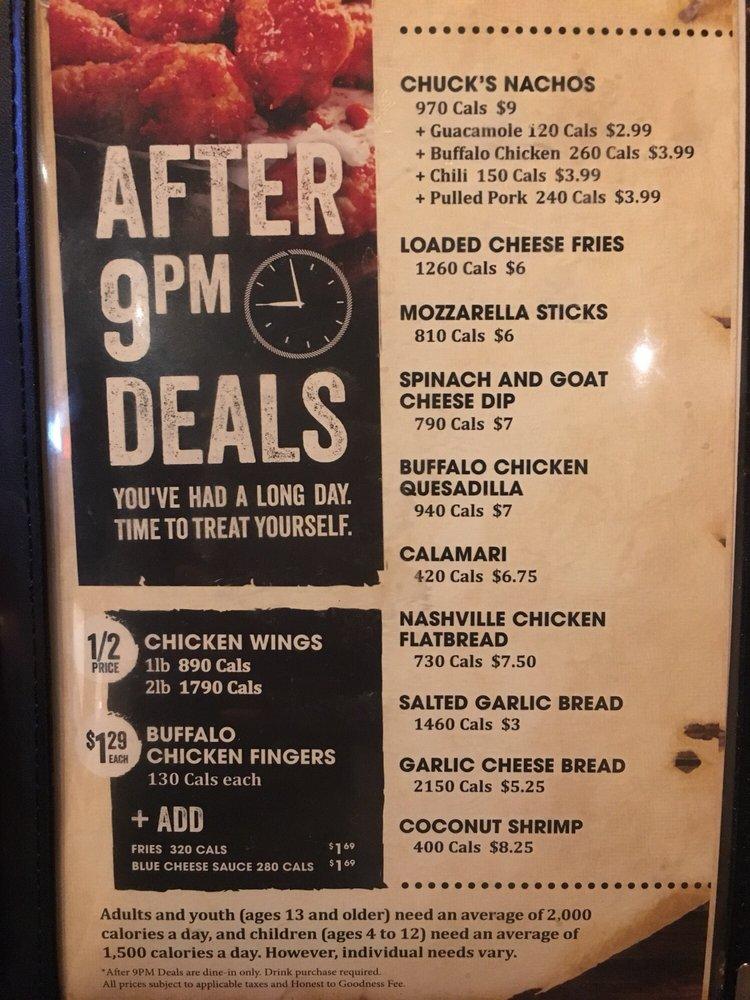 Menu at Chuck's Roadhouse Bar & Grill, Mississauga, 1151 Dundas St W