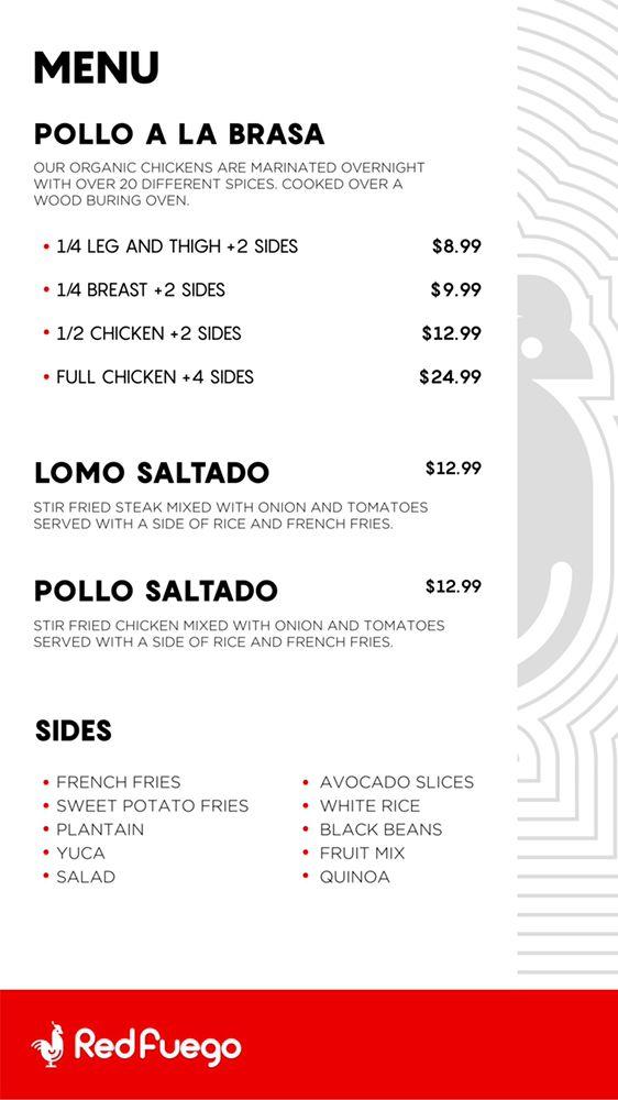 Menu at Red Fuego restaurant, Lehi