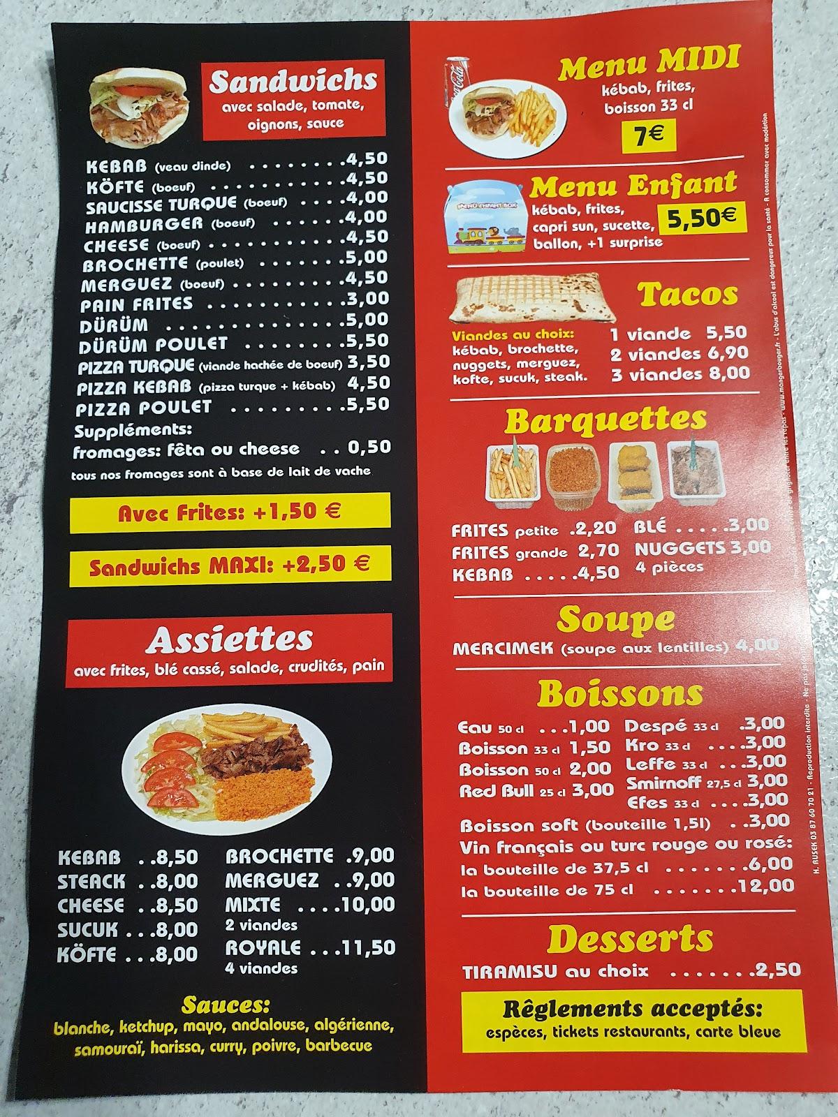 Menu au Snack Dylla restaurant, Metz