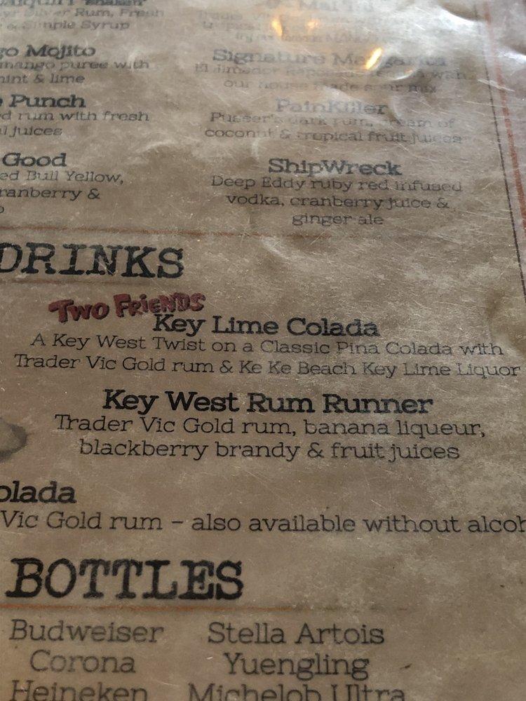 Menu at Two Friends Patio Restaurant, Key West