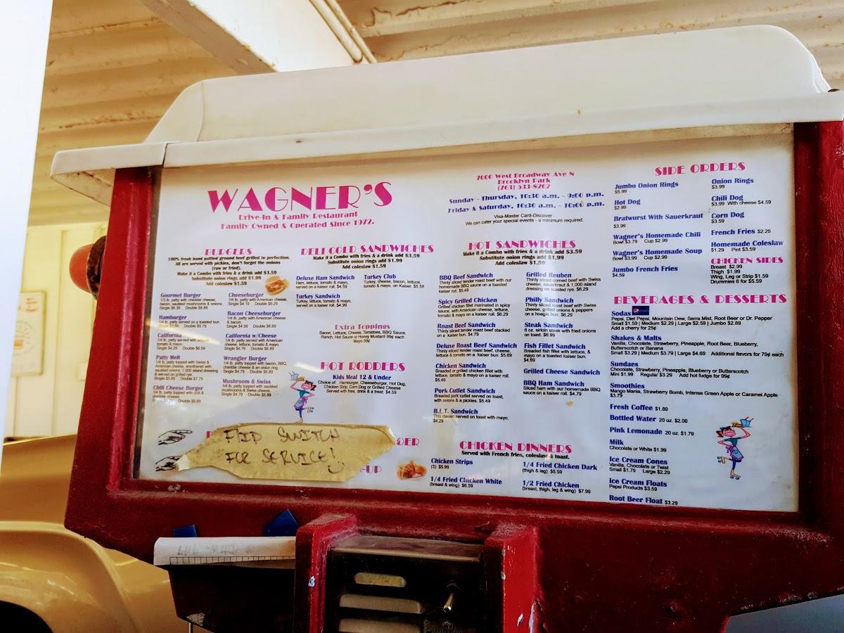 Menu at Wagner's Drive-In desserts, Brooklyn Park, W Broadway