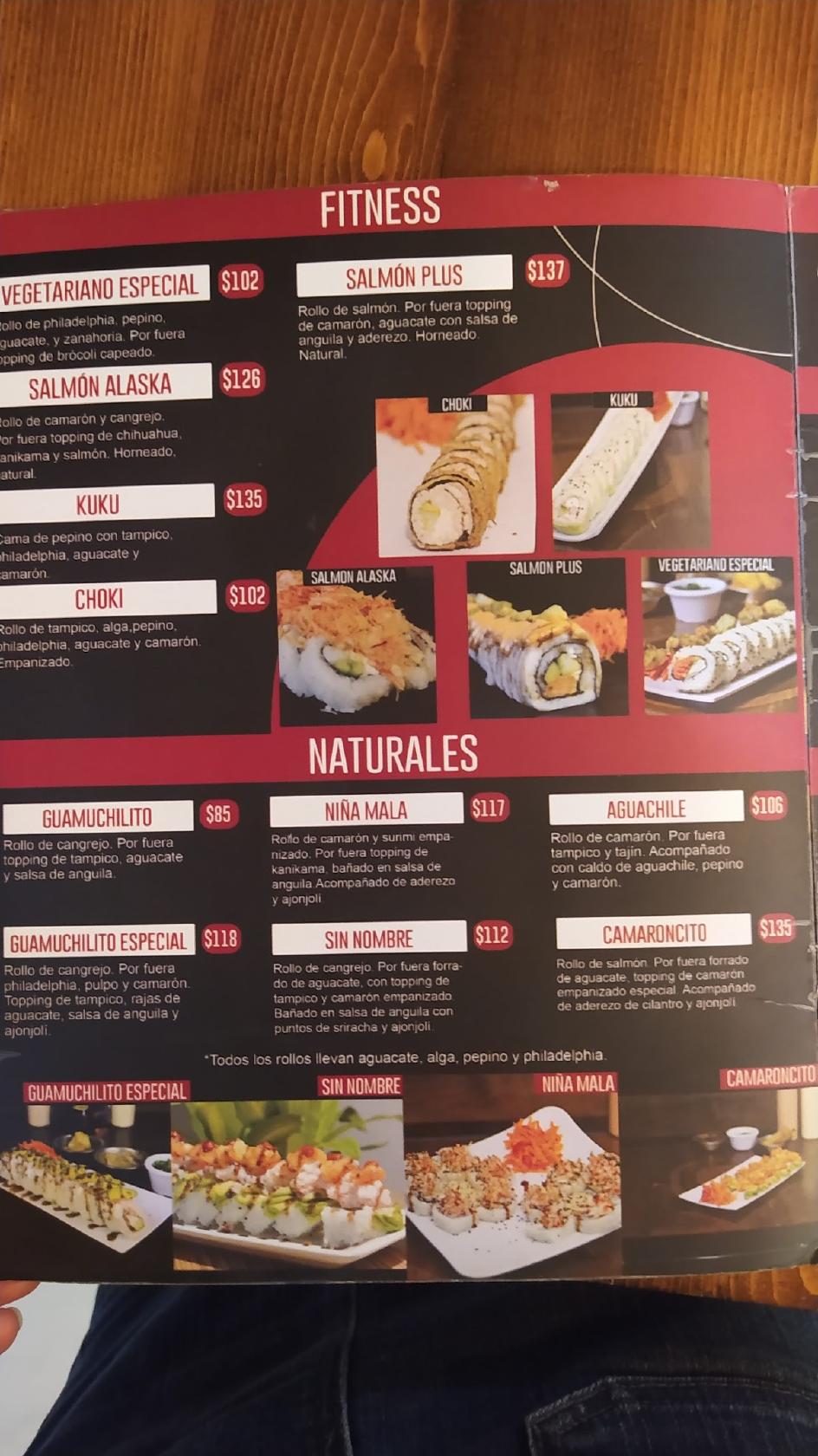 Menu at Kitcho sushi restaurant, Culiacán, Av Benjamín Hill SN-C ABARROTE