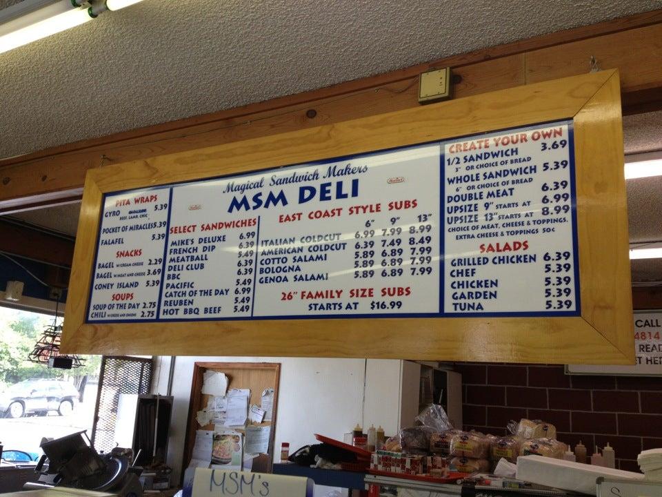 Menu at MSM Deli restaurant, Tacoma
