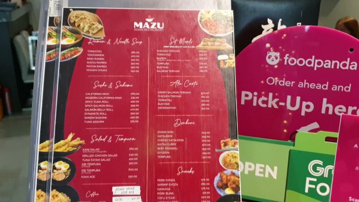 Menu at Mazu Asian Restaurant 1, Makati
