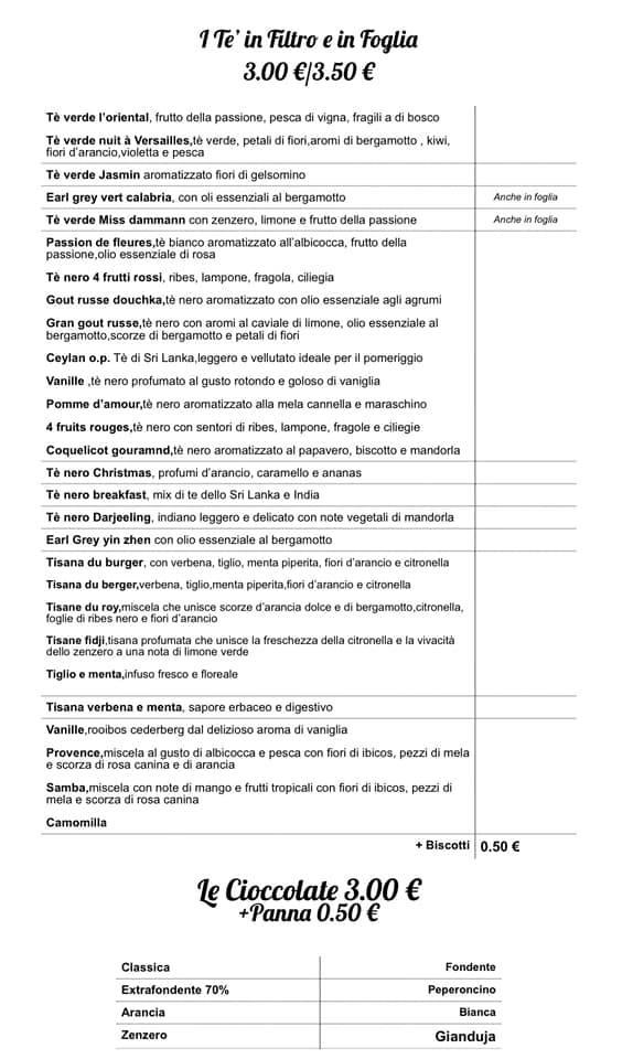 Menu at Piccolo Bar, Scandiano