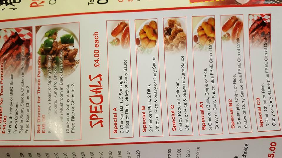 Menu at Red Dragon restaurant, Belfast