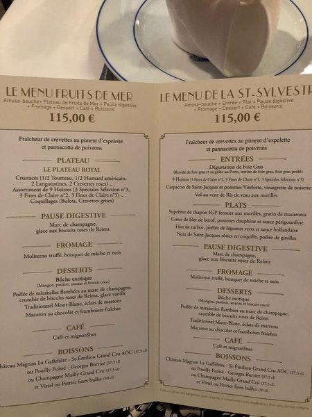 Menu at Brasserie Excelsior Reims restaurant, Reims