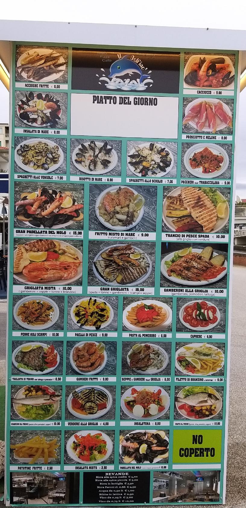 Menu da Il Delfino ristorante, Viareggio