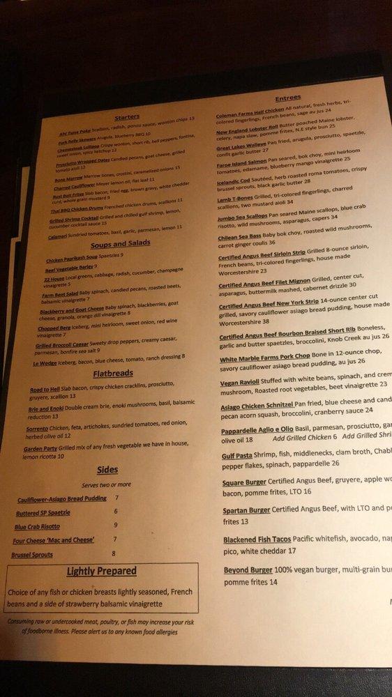Menu at Square 22 Restaurant and Bar, Strongsville
