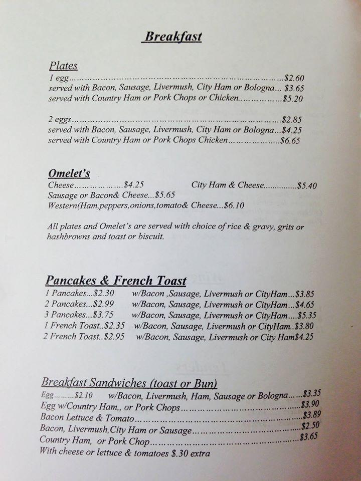 Menu at West Rowan Restaurant, Cleveland
