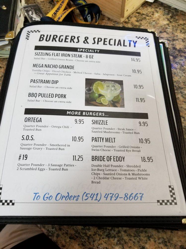 Menu at Eddy's Burgers restaurant, Grants Pass