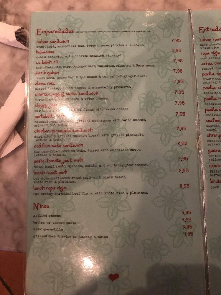 Menu at Kuba Kuba Dos restaurant, Tuckahoe