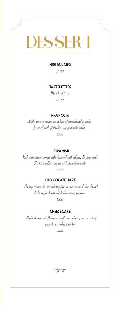 Menu at Pasaj restaurant, Toronto