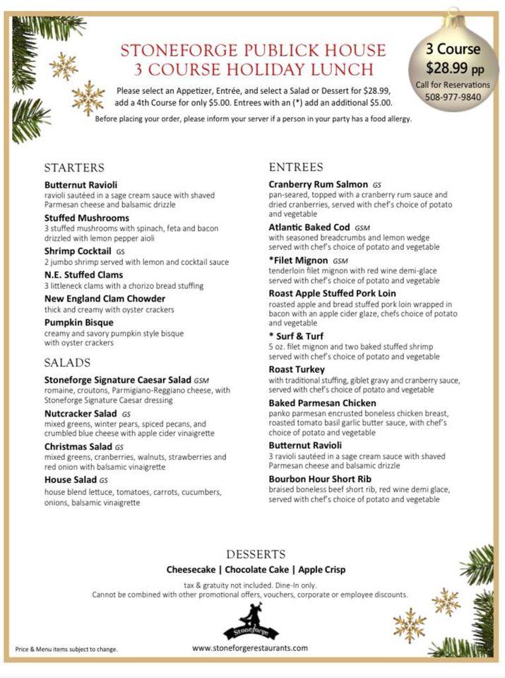 Menu at Stoneforge Tavern & Publick House, Raynham