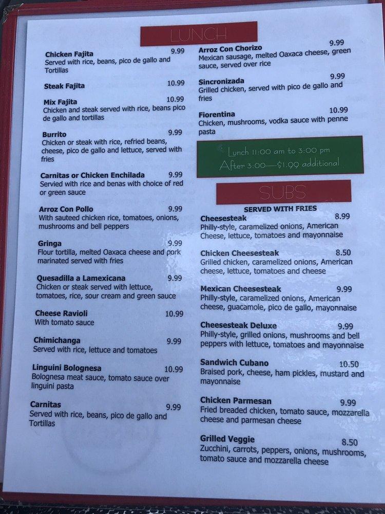 Menu at Genesis Pizza & Méxican Restaurant, Easton