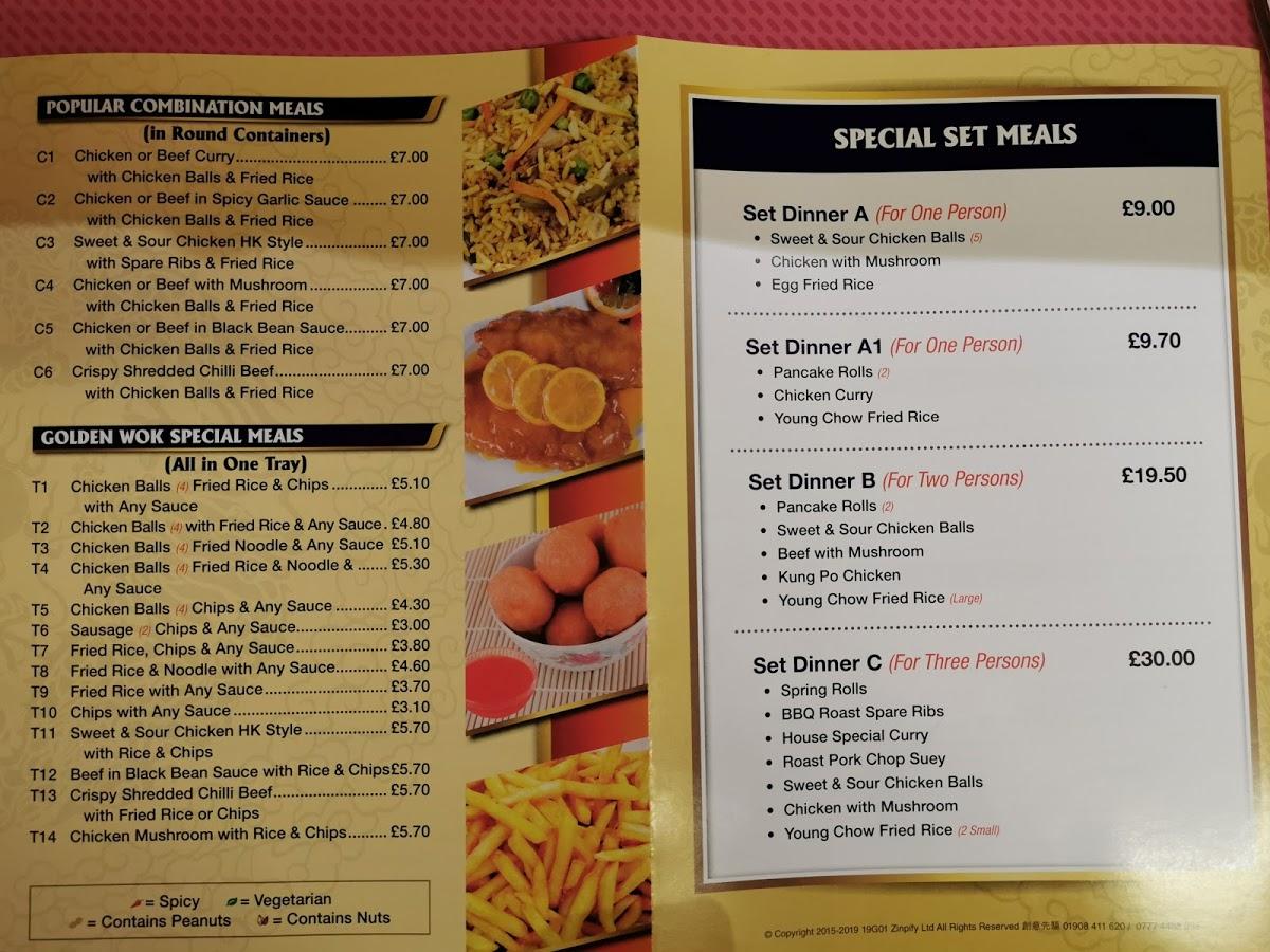 Menu at Golden Wok Chinese Takeaway restaurant, Tonypandy