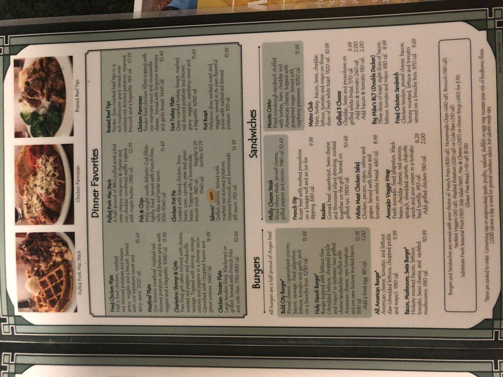 Menu at Metro Diner restaurant, Fredericksburg