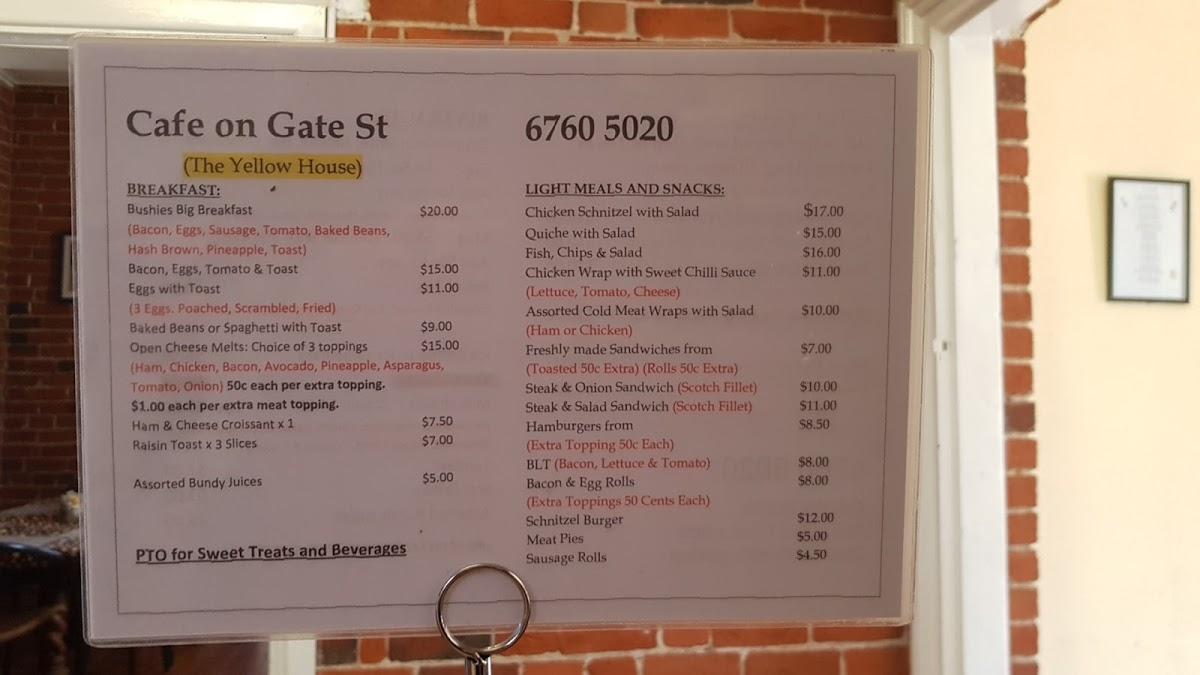 Menu at Andaman Sea Cafe, Kootingal