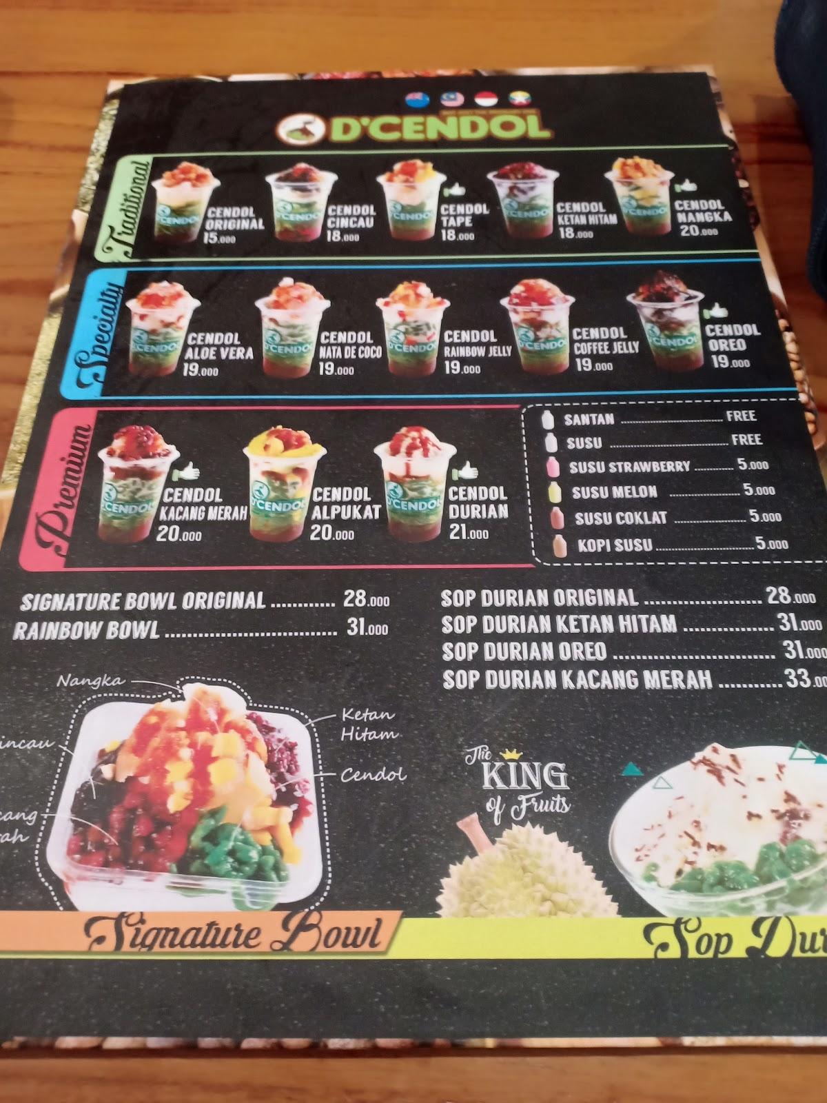 Menu at D'Penyetz & D'Cendol M'TOS restaurant, Makassar