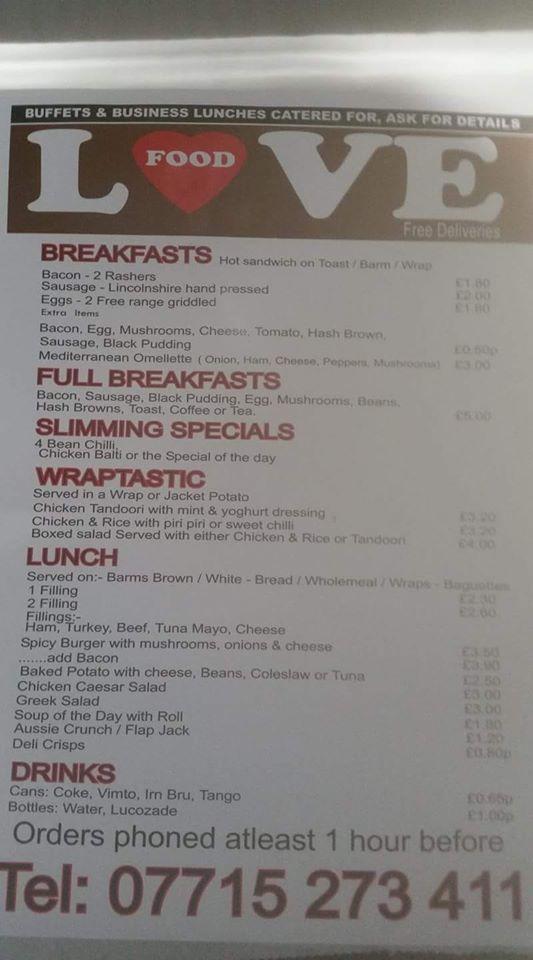 Menu at Love Food restaurant, Bolton