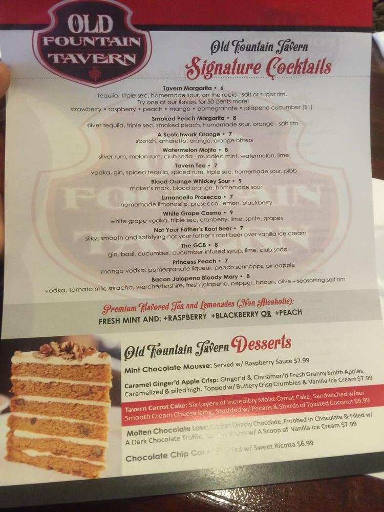 Menu at Old Fountain Tavern pub & bar, Dacula