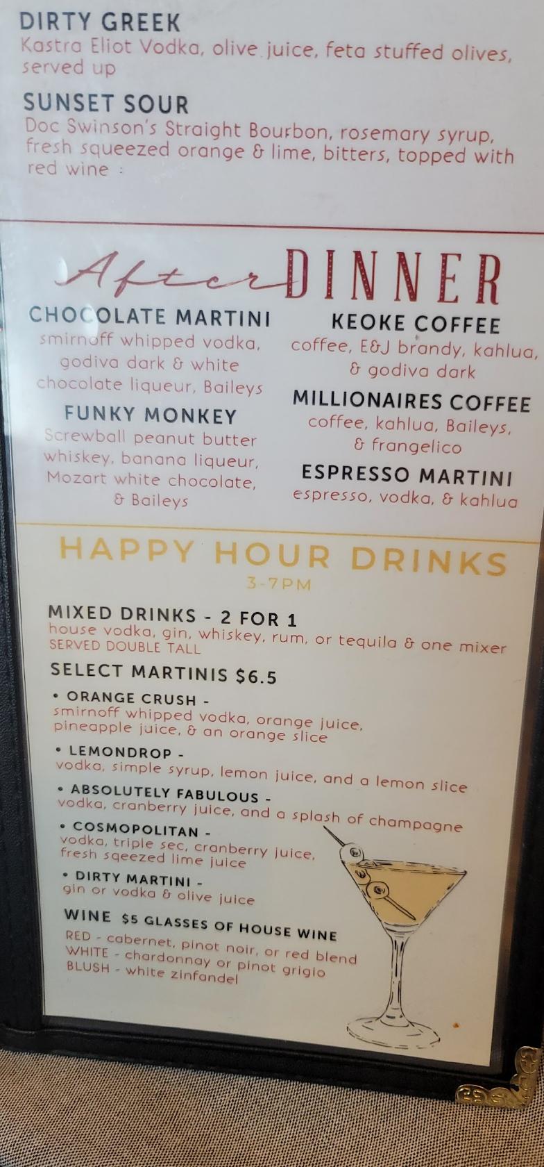 Menu at Parthenon Grille steakhouse, Murfreesboro