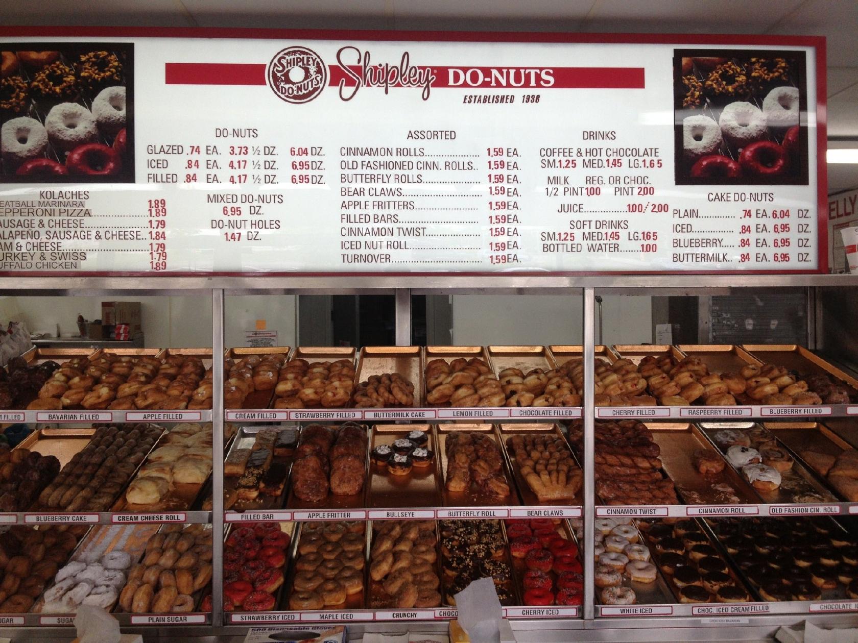 Menu at Shipley Do-Nuts restaurant, Hoover, Greenvale Ln