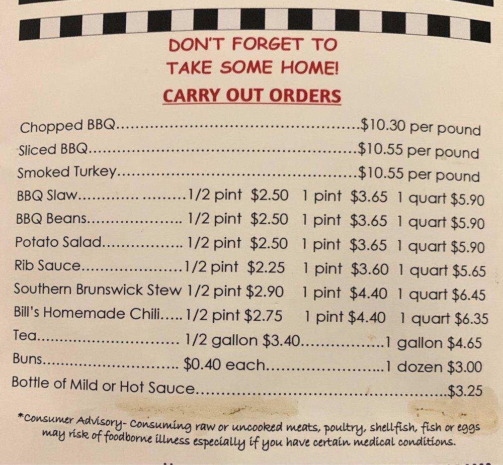Menu at Southern Barbecue, Spartanburg, 6 Fairview Church Rd