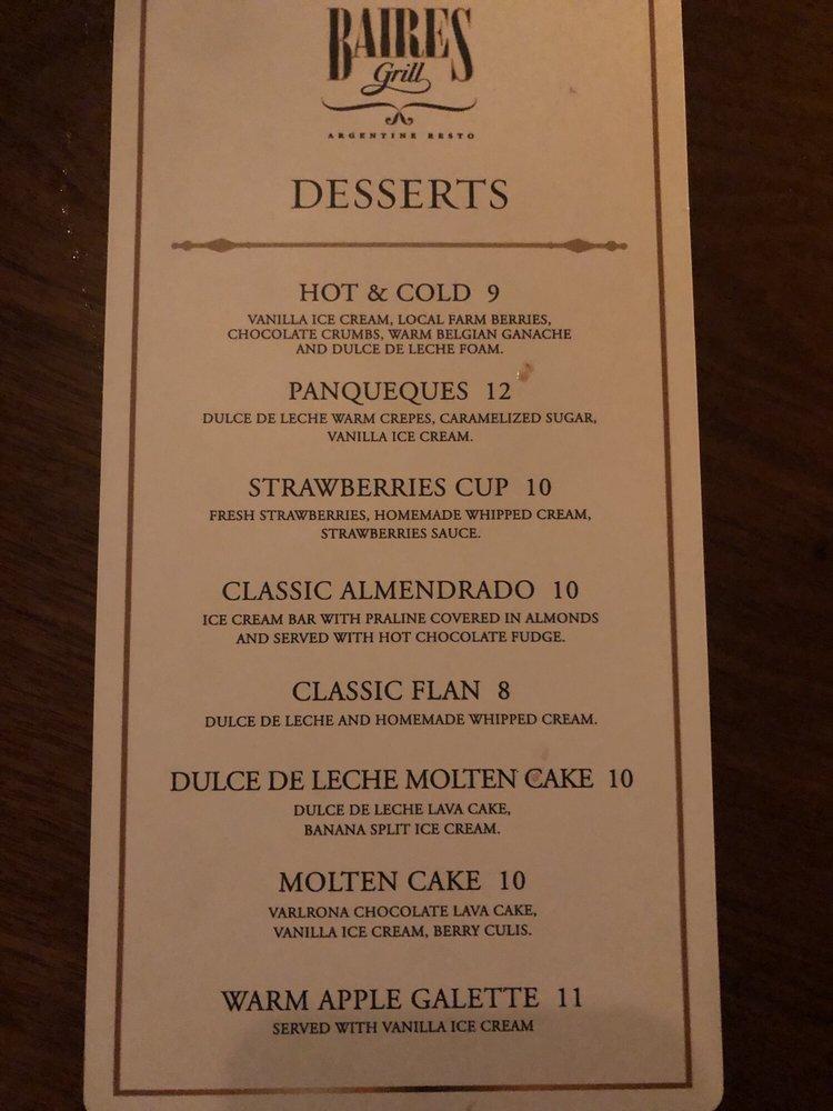 Menu at Baires Grill Weston BBQ, Weston