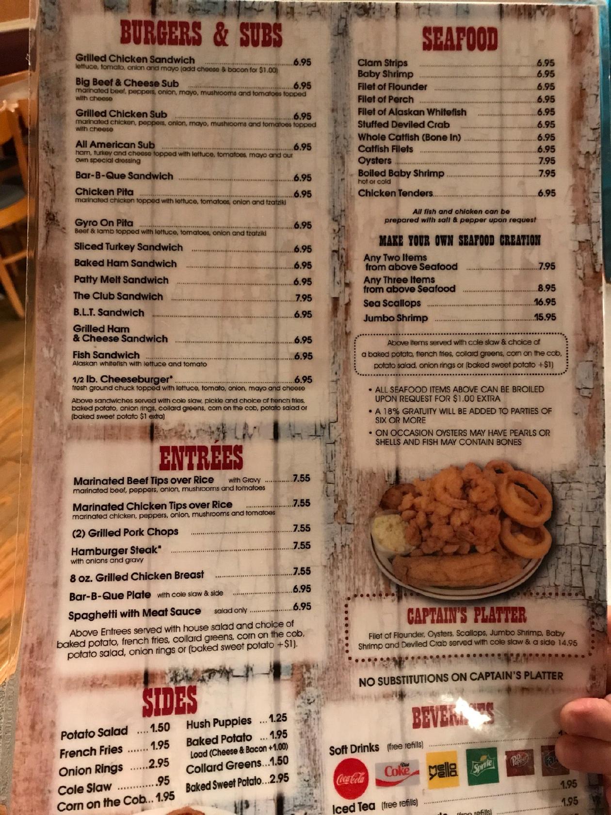 Menu at Captain Steve's Family Seafood Restaurant in Fort Mill, SC ...