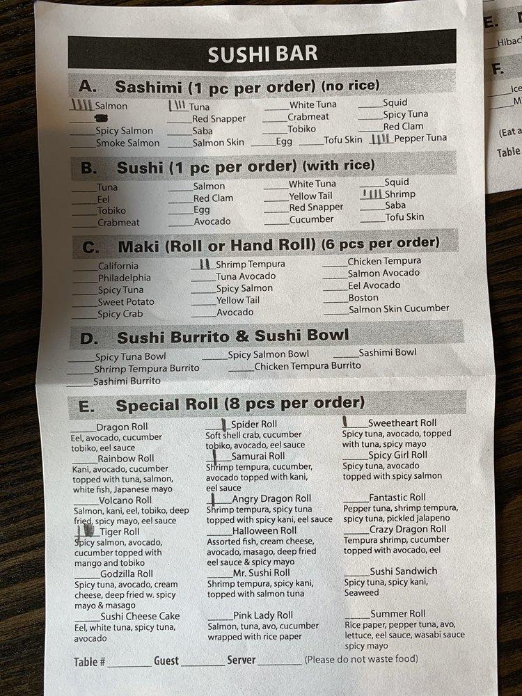 Menu at Mr Sushi All You Can Eat restaurant, Cherry Hill