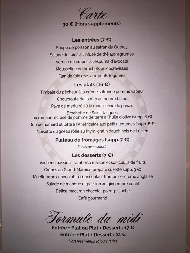 Menu au Le Safran restaurant, Figeac