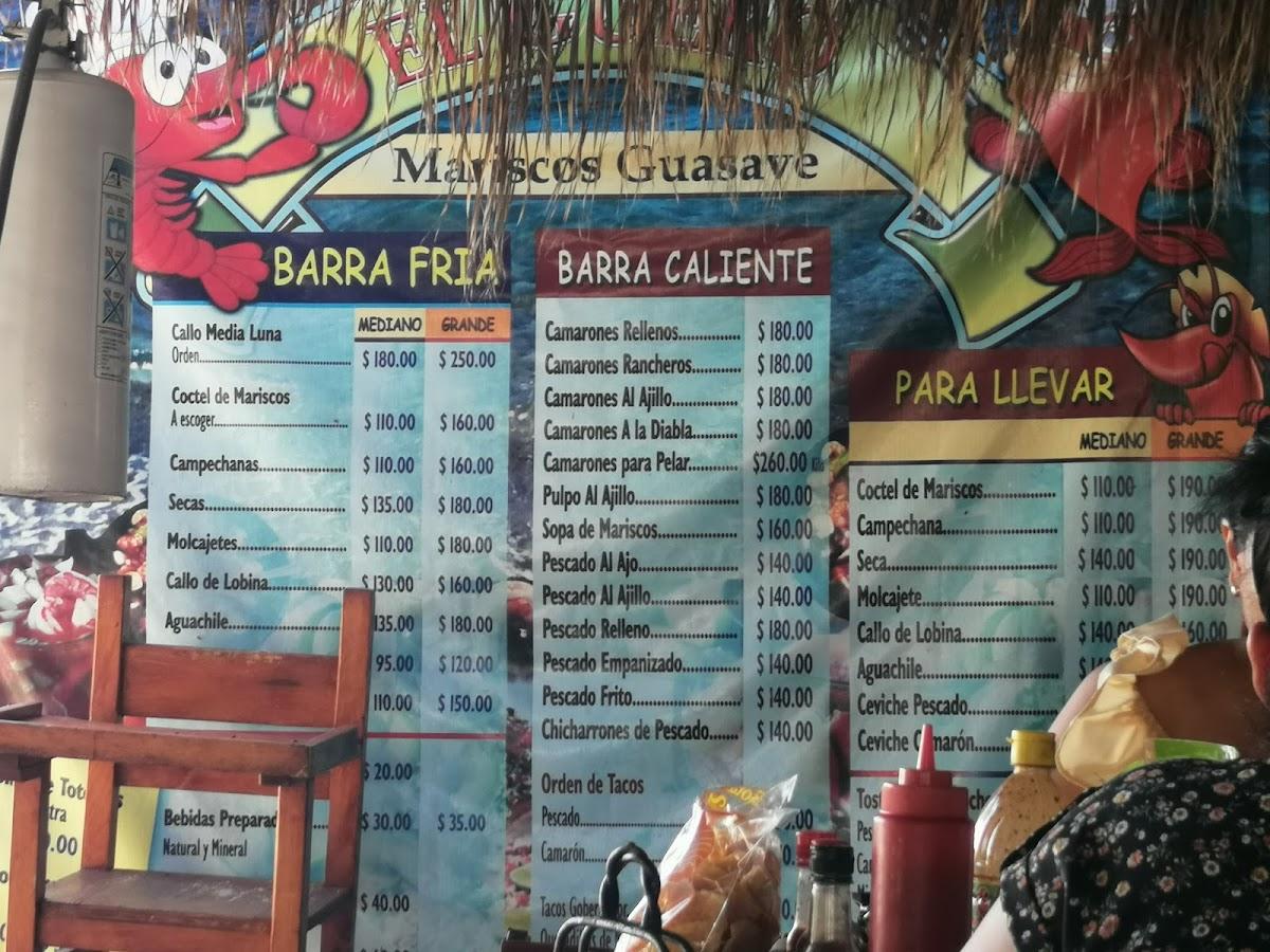 Carta del restaurante Mariscos Guasave, La Paz