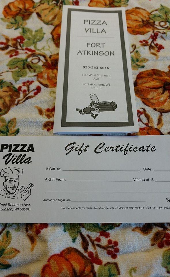 Menu at Pizza Villa pizzeria, Fort Atkinson