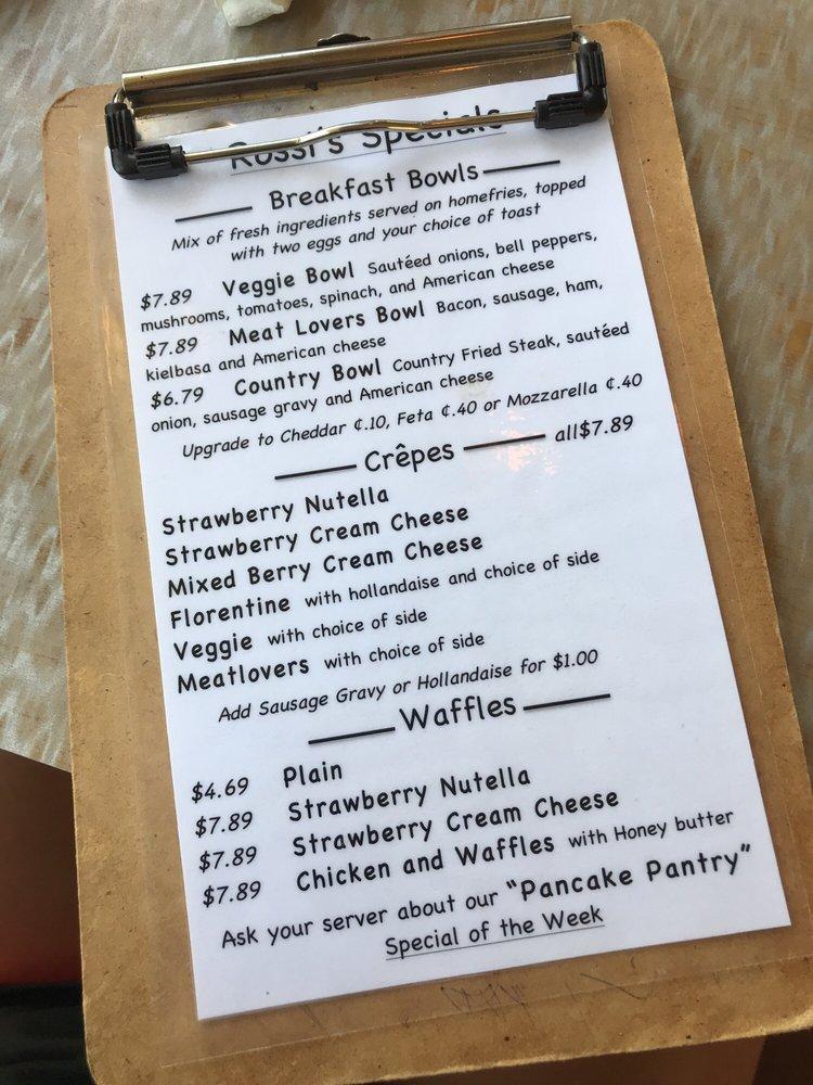 Carta de Rossi's Side Street Cafe, Port Orange, 910 Village Trail