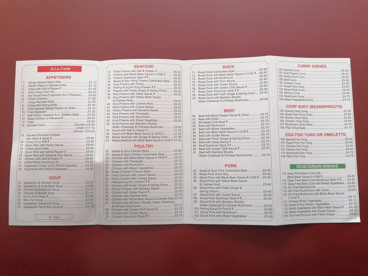 Menu at Sun DO Chinese takeaways, Stansted