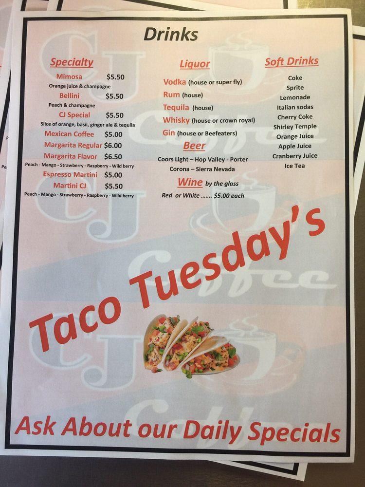 Menu at CJ Coffee and Grill cafe, Cave Junction
