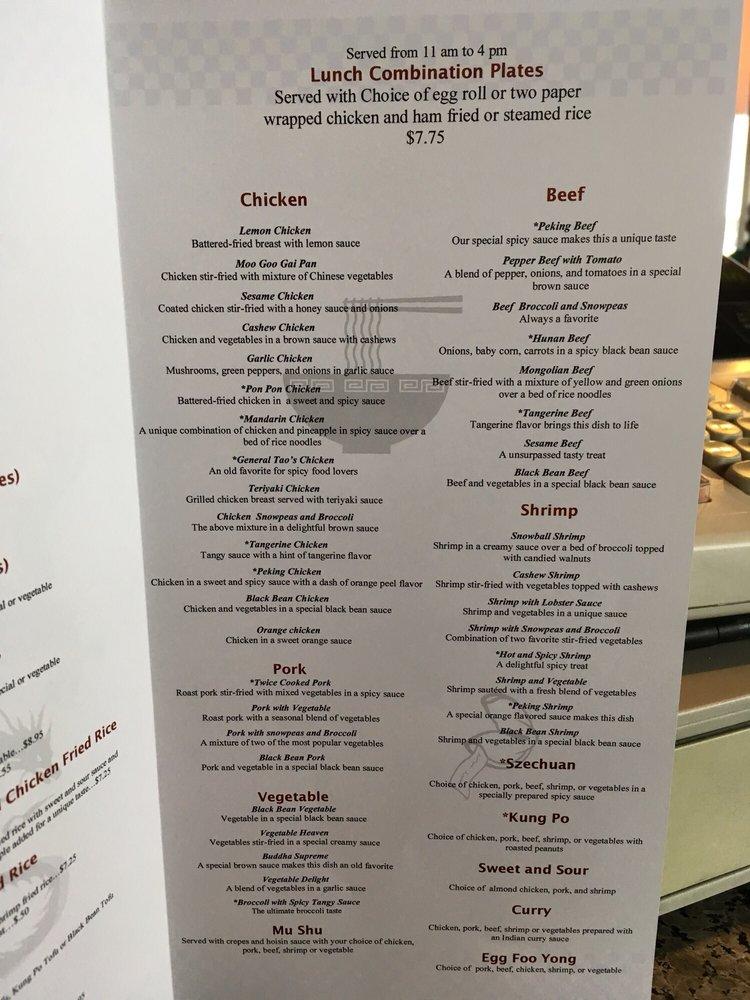 Menu at Dragon Diner restaurant, Salt Lake City