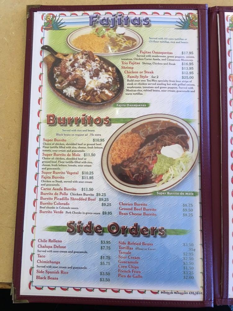 Menu at El Trio Loco 2 restaurant, Manzanita
