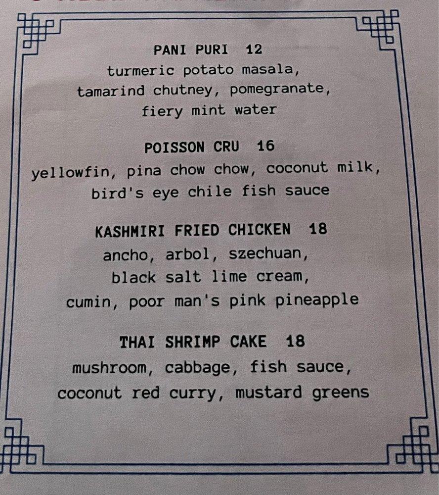 Menu at Mister Mao restaurant, New Orleans