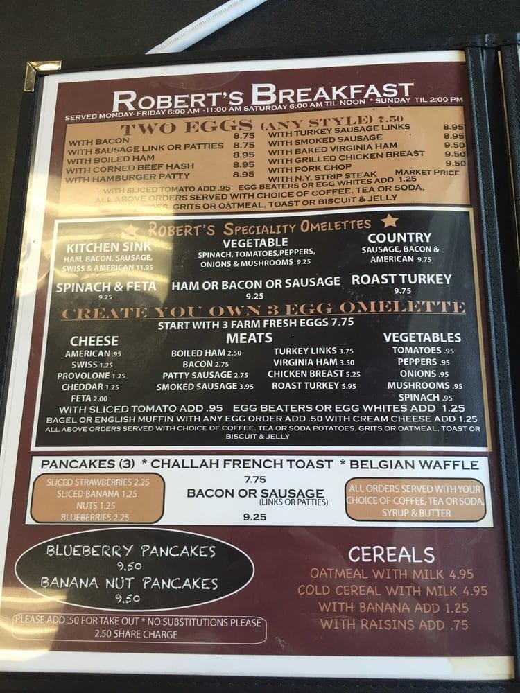 Menu at Robert's Restaurant, Dania Beach, Stirling Rd #1c