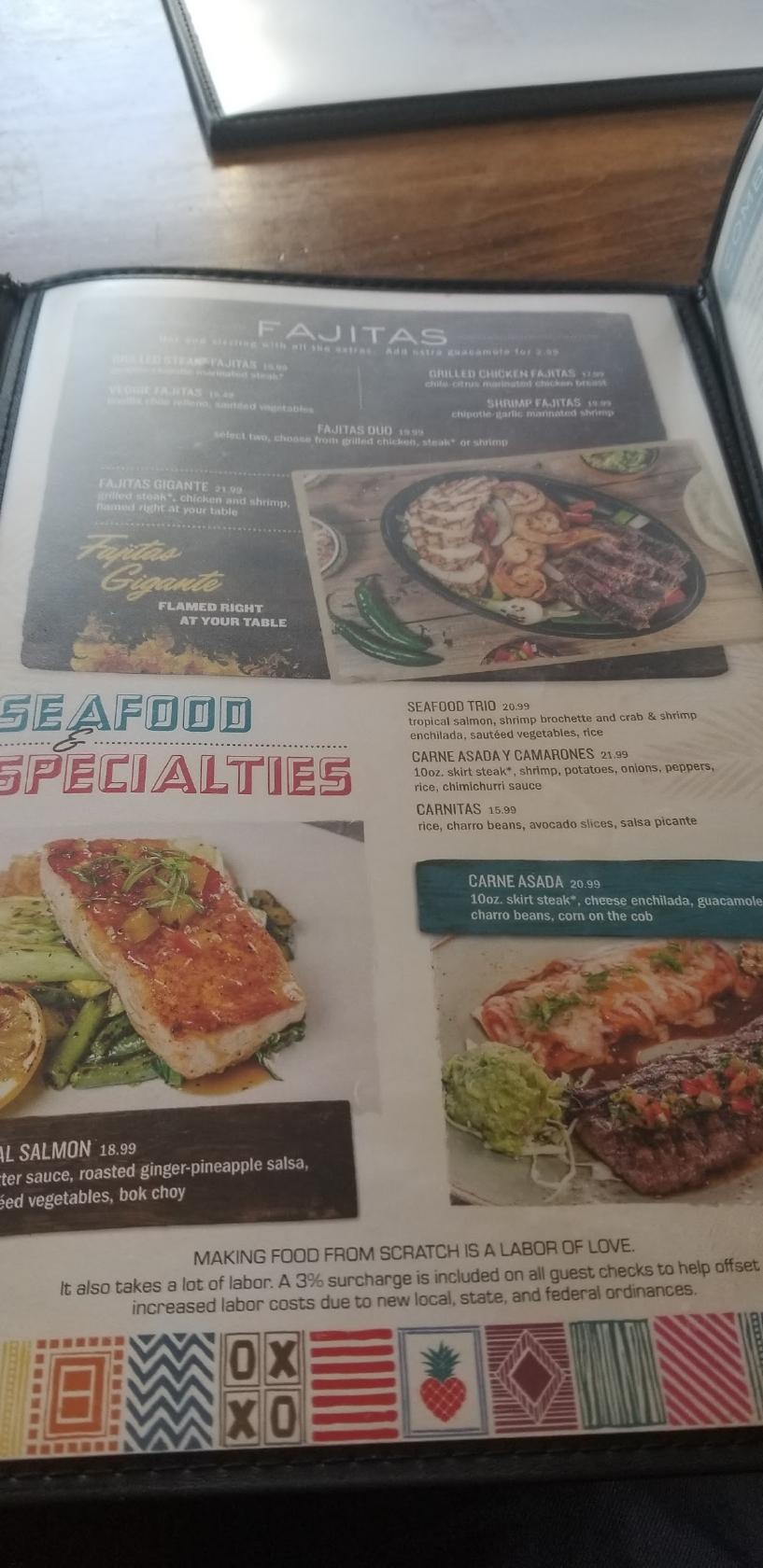 Menu at Acapulco pub & bar, Long Beach, Pacific Coast Hwy