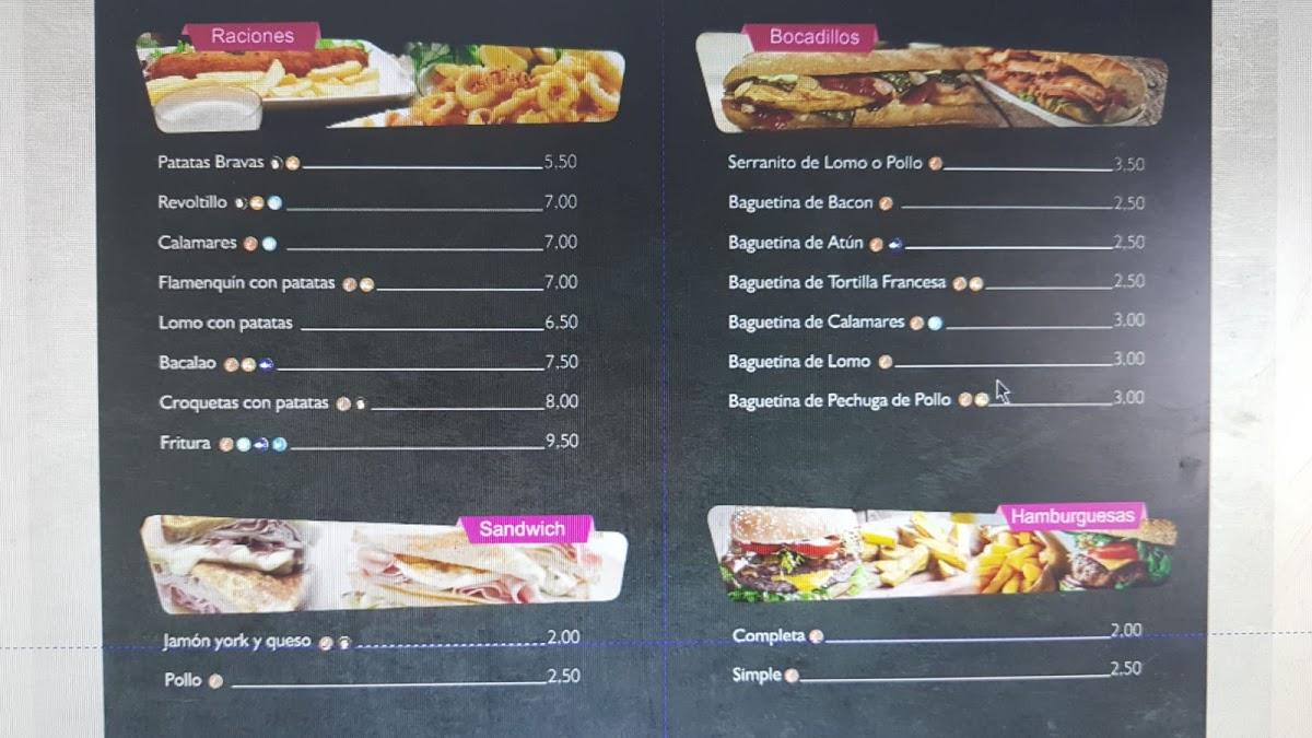 Menu at Bar Chiringuito Molero Merino, Spain