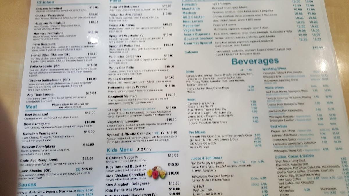 Menu at Caffe Acqua pizzeria, Elizabeth, Elizabeth Shopping Centre