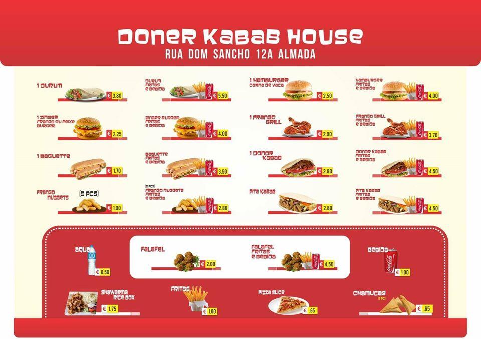 Menu at Doner Kabab House restaurant, Almada