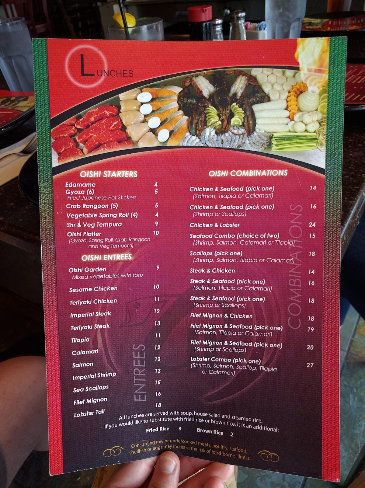 Menu at Oishi Sushi and Steakhouse, Chesterfield