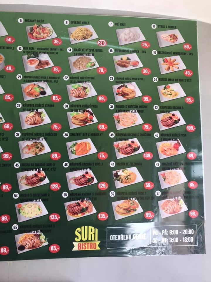 Menu at SURI Vietnamské Bistro restaurant, Lovosice