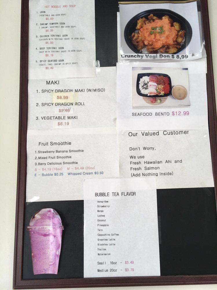 Menu at Aloha Sushi restaurant, Honolulu, Pensacola St